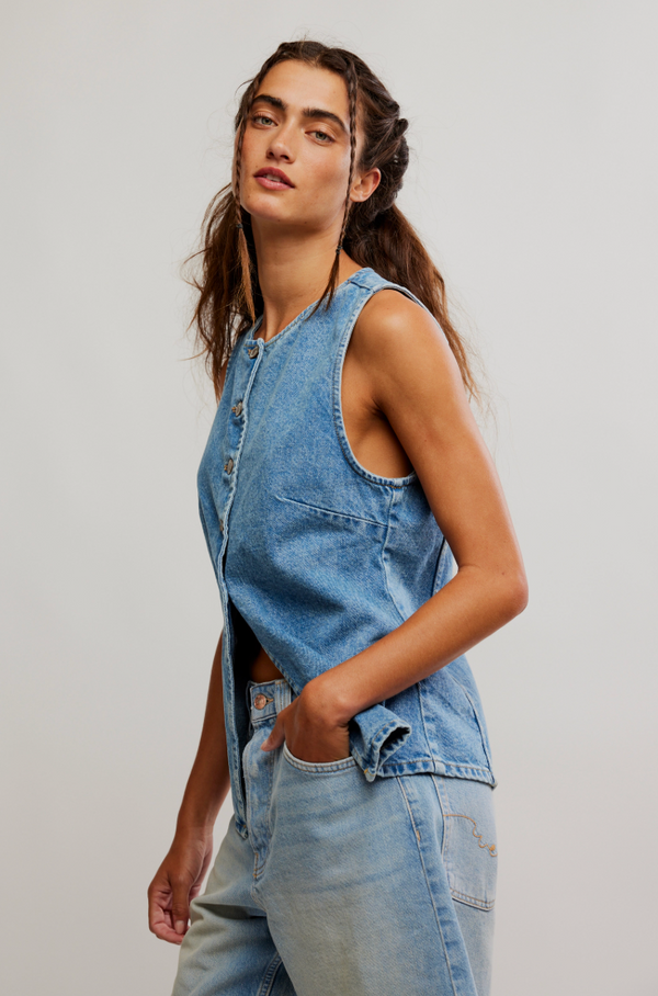 FREE PEOPLE AIMEE VEST IN ULTRA LIGHT BEAM | ShopIDB.com - Indigeaux ...