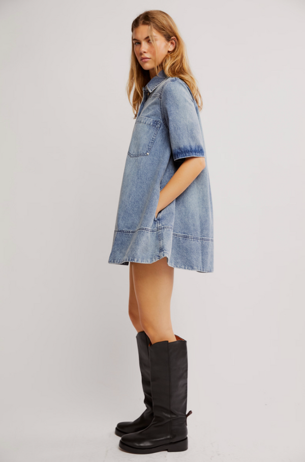 FRE PEOPLE REMINO DENIM MINI IN OCEAN BLUE | ShopIDB.com - Indigeaux ...