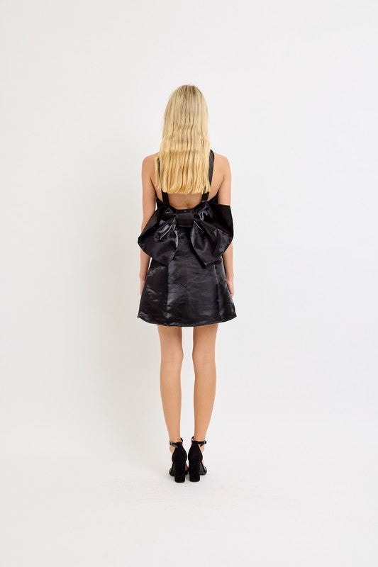 SIMON BOW MINI DRESS IN BLACK | ShopIDB.com - Indigeaux Denim Bar ...